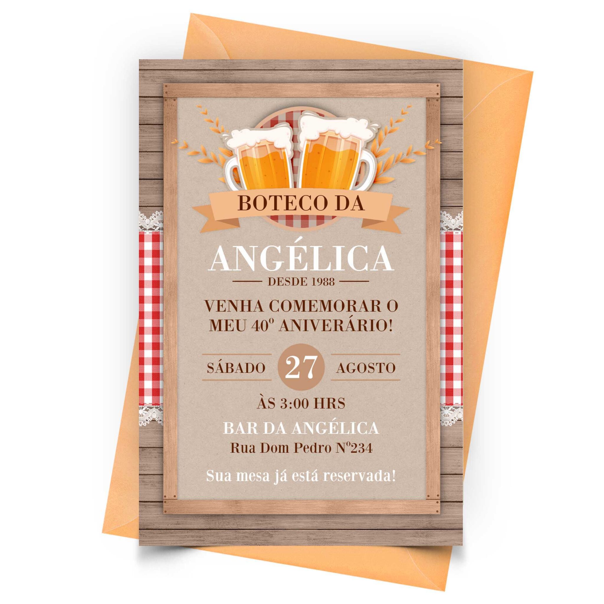 [7Artes] Convite Boteco Grátis para Baixar, Editar e imprimir