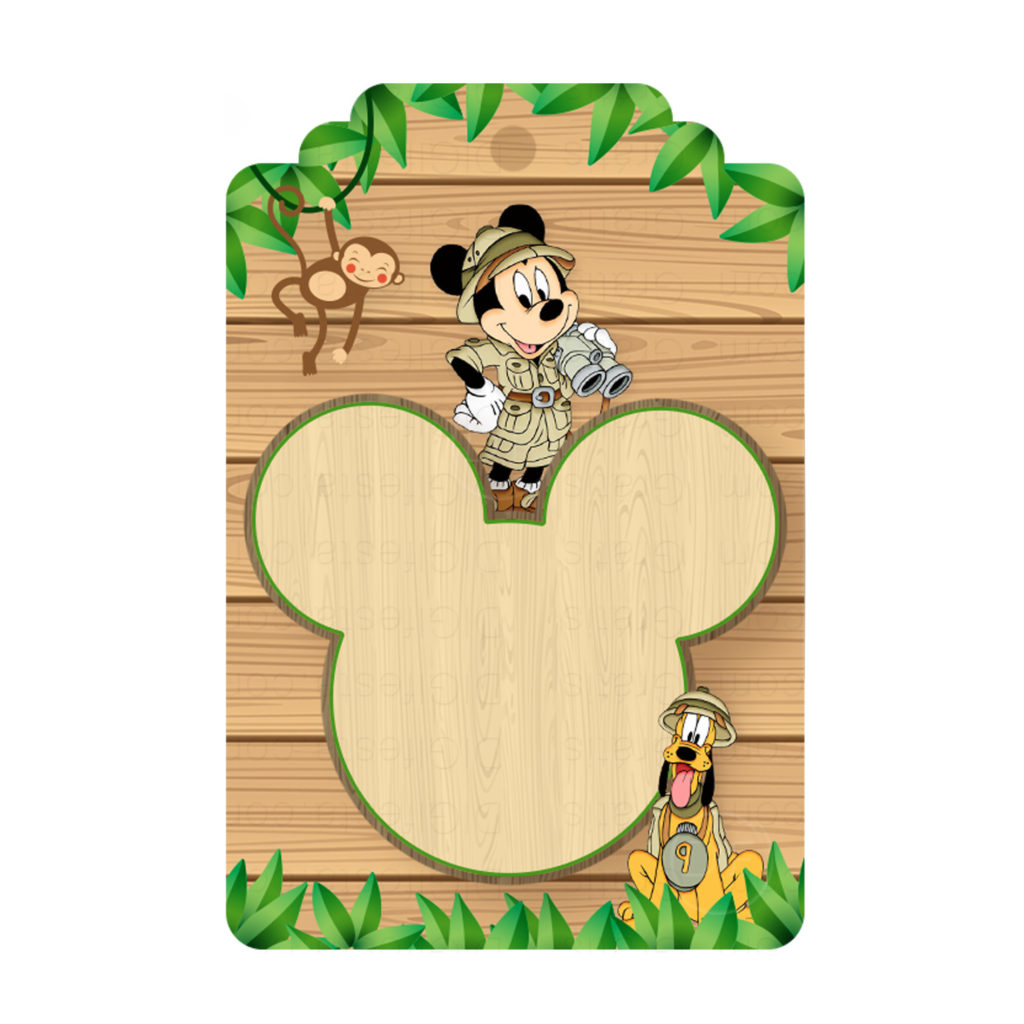 Convite Mickey Safari Grátis para Editar e Imprimir