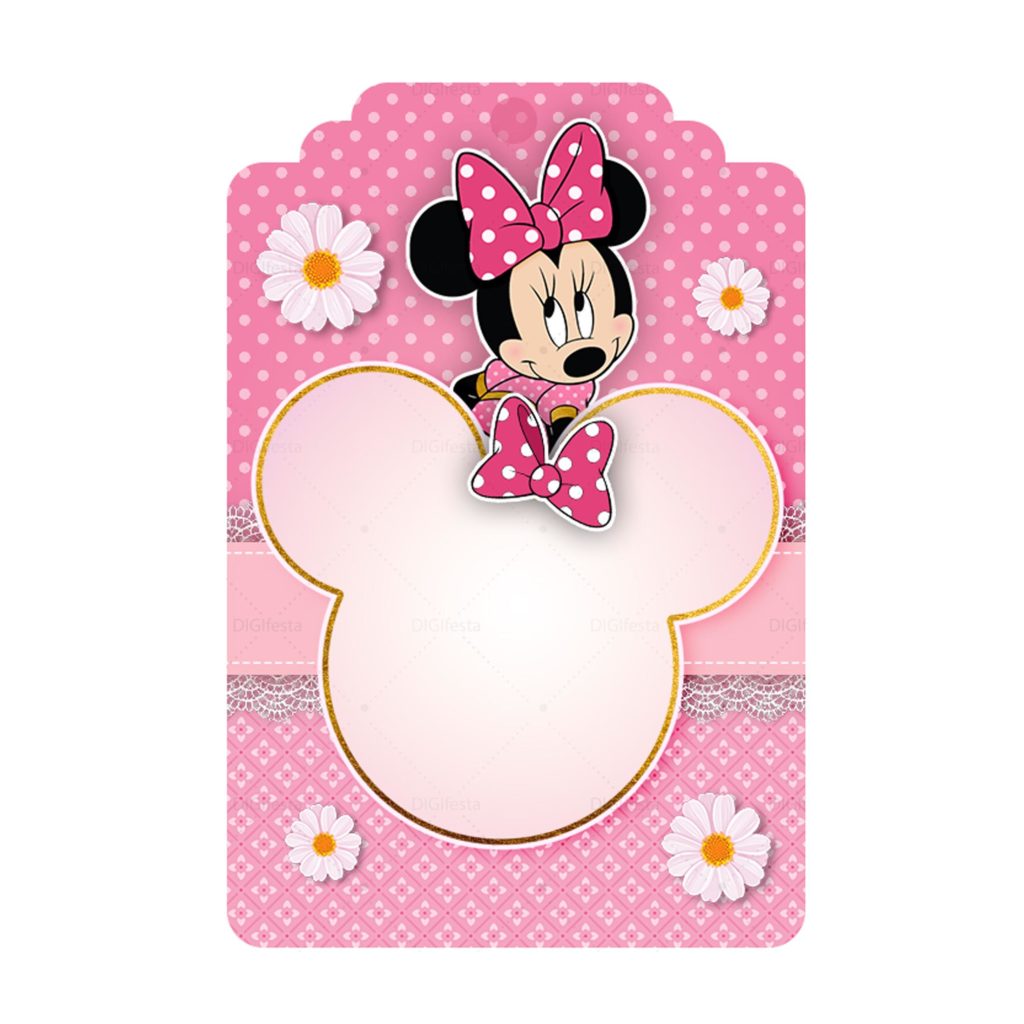 [7 Artes] Convite Minnie Rosa Grátis para Editar e Imprimir